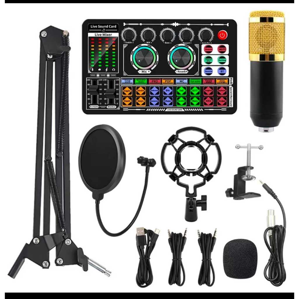 Jual MKC KIMISO F999+BM800 SET PROFESSIONAL CONDENSER MICROPHONE LIVE SOUND CARD MIXER AMPLIFIER ...