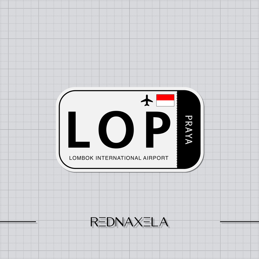 Jual Stiker Vinyl Lombok Praya Int'l Airport Code LOP Sign Sticker ...