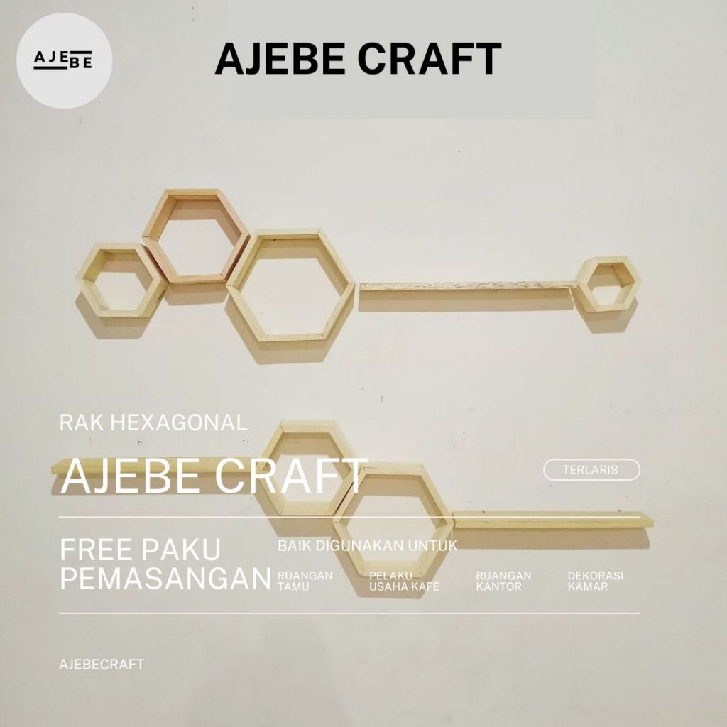 Jual Rak Dinding Hexagonal Rak Pajangan Hesagonal Hiasan Dinding Tempel ...