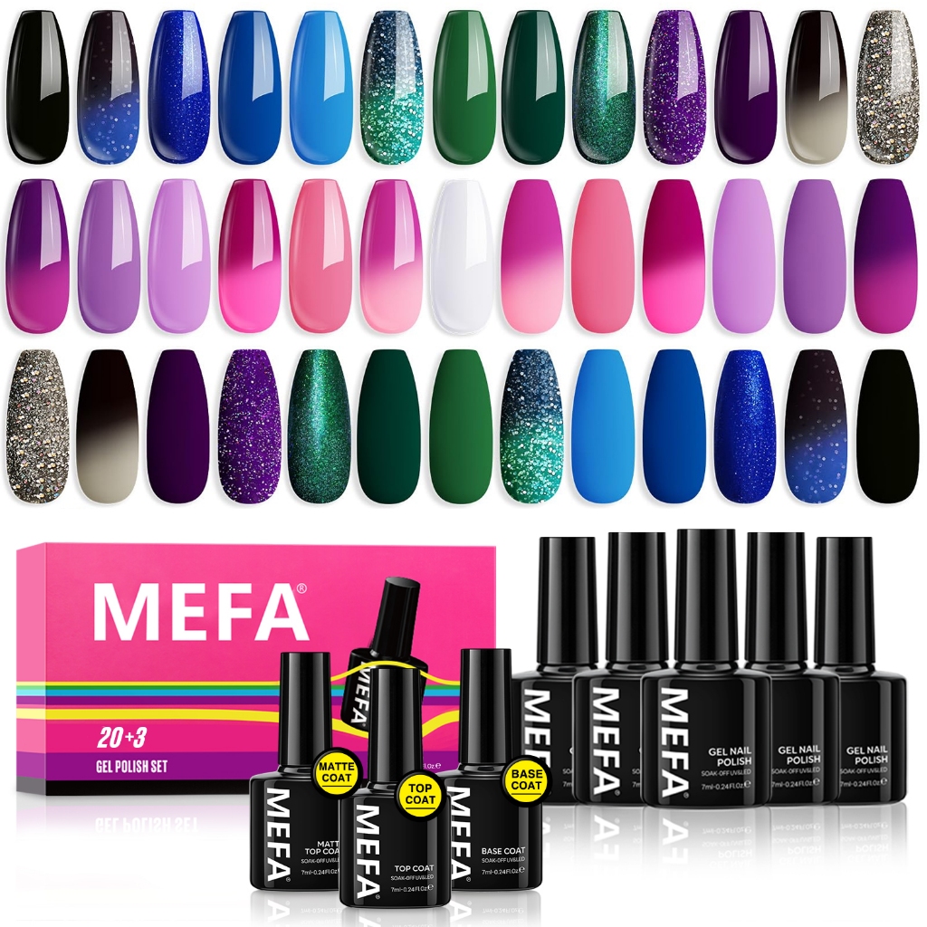 Jual MEFA Color Changing Gel Nail Polish Set 20 + 3 Pcs, Soak Off ...