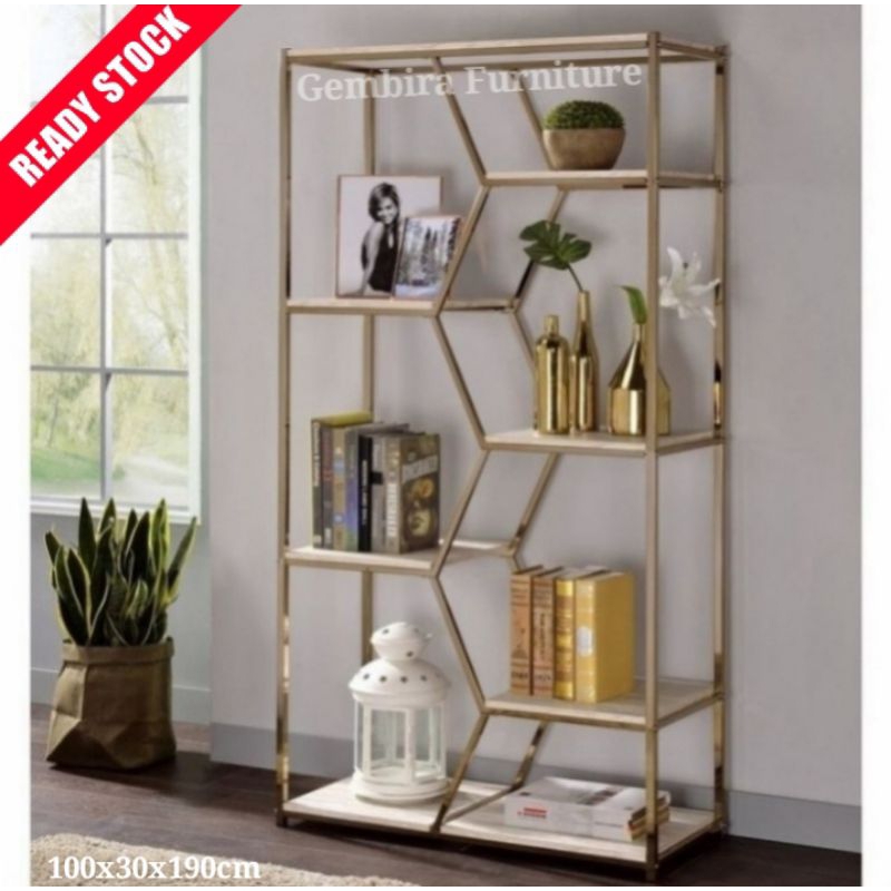 Jual ready partisi rak rack sekat ruangan penyekat pajangan hiasan gold ...