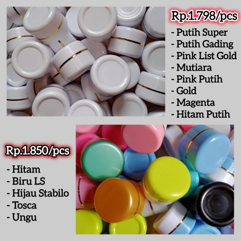 Jual Pot Cream Tempat Cream Jar Pot Cream Putih Super Gading Biru Pink ...
