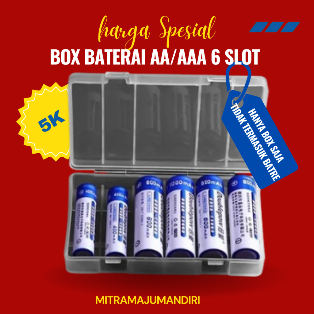 Jual BOX BATERAI AA/AAA 6 SLOT KOTAK TEMPAT BATERAI CASE BATERAI CASE BOX BISA AA DAN AAA TEMPAT ...
