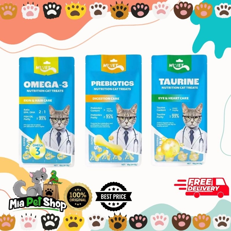 Jual Snack Kucing Sehat Mr. Vet Cat Creamy Treats 60 gram ( 15 Gram x 4 ...