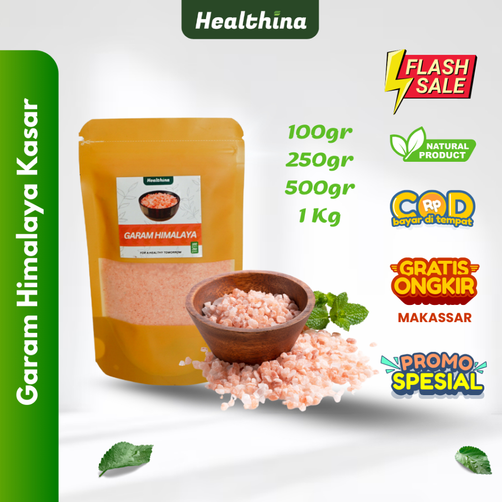 Jual COD Makassar Healthina Himalayan Salt / Garam Himalaya Kasar Kemasan Premium Kemasan ...