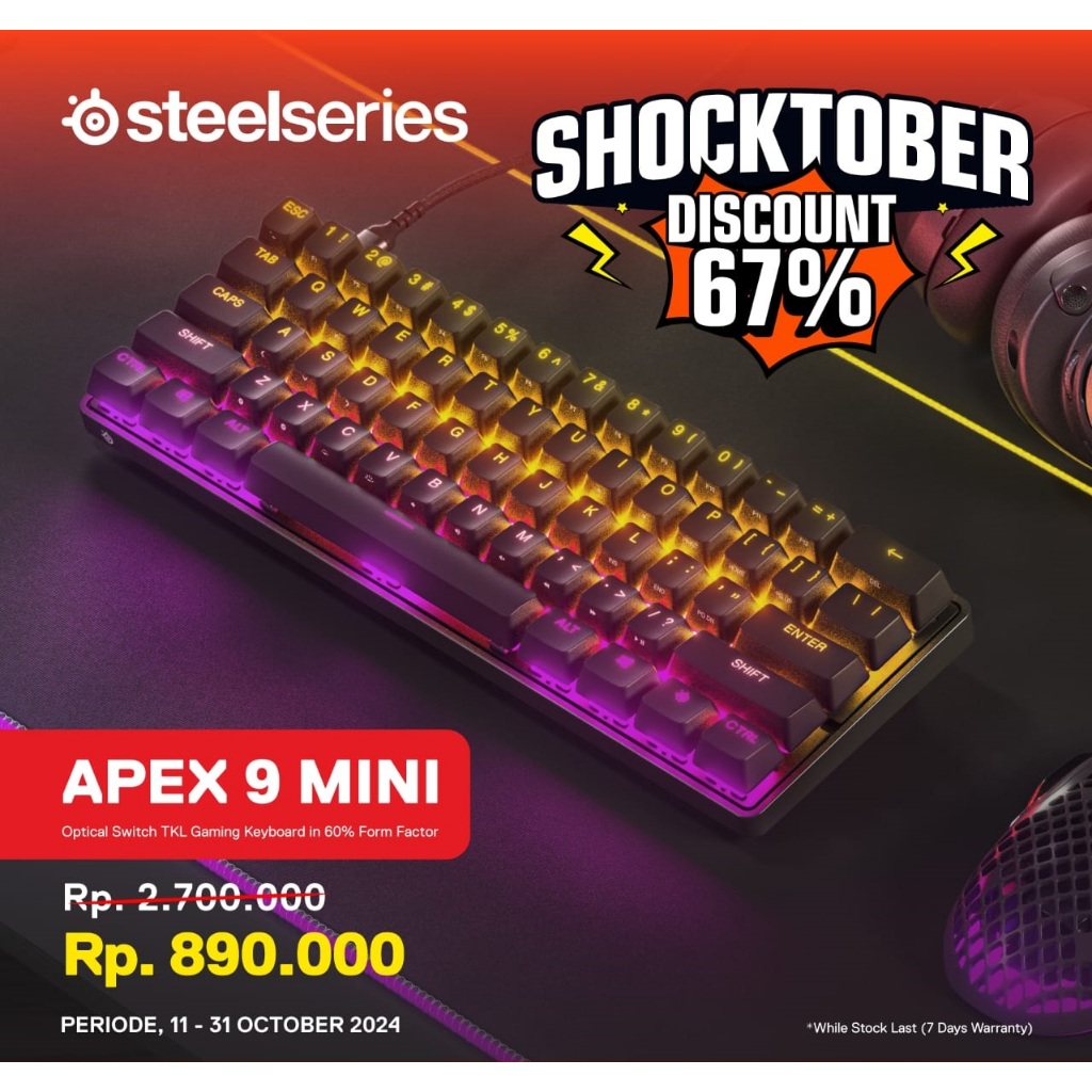 Jual STEELSERIES APEX 9 MINI 60% OPTICAL SWITCH Gaming Keyboard ...