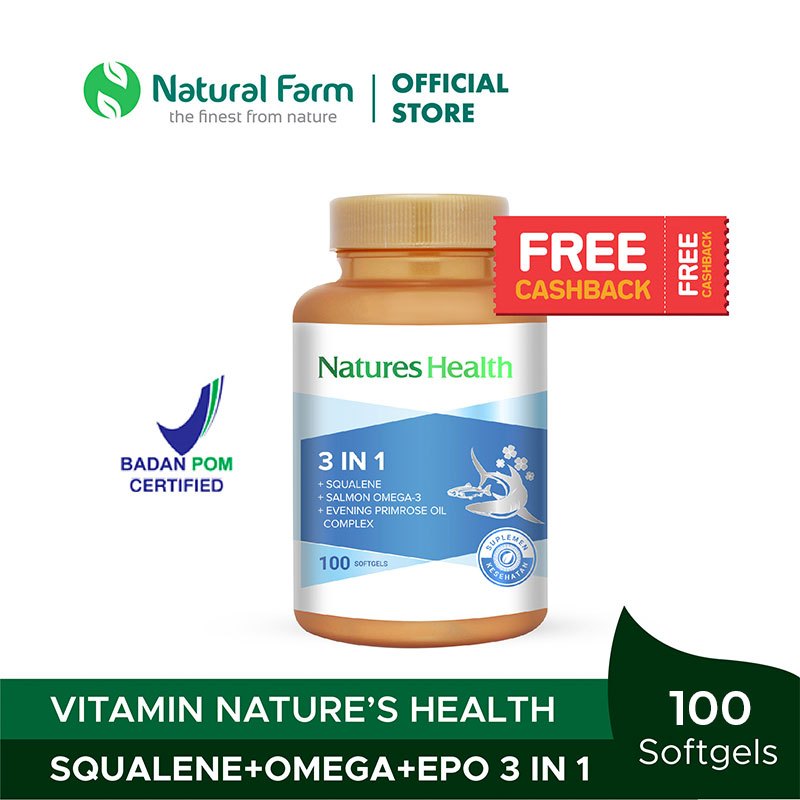 Jual Natures Health Squalene+Omega+Epo 3in1 - 100 Softgels | Shopee Indonesia