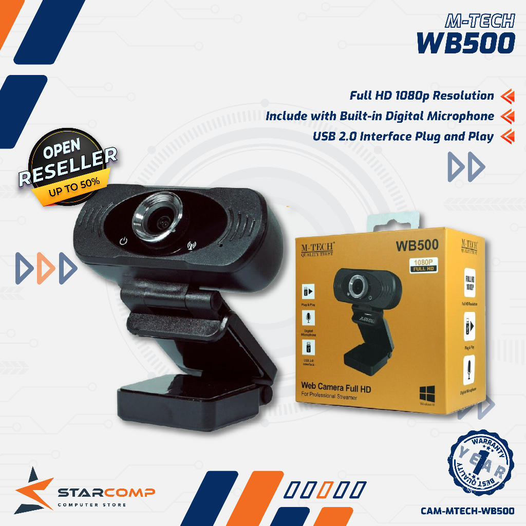 Jual M-Tech Webcam WB-500 1080p Full HD Witch Mic MTech WB500 | Shopee ...