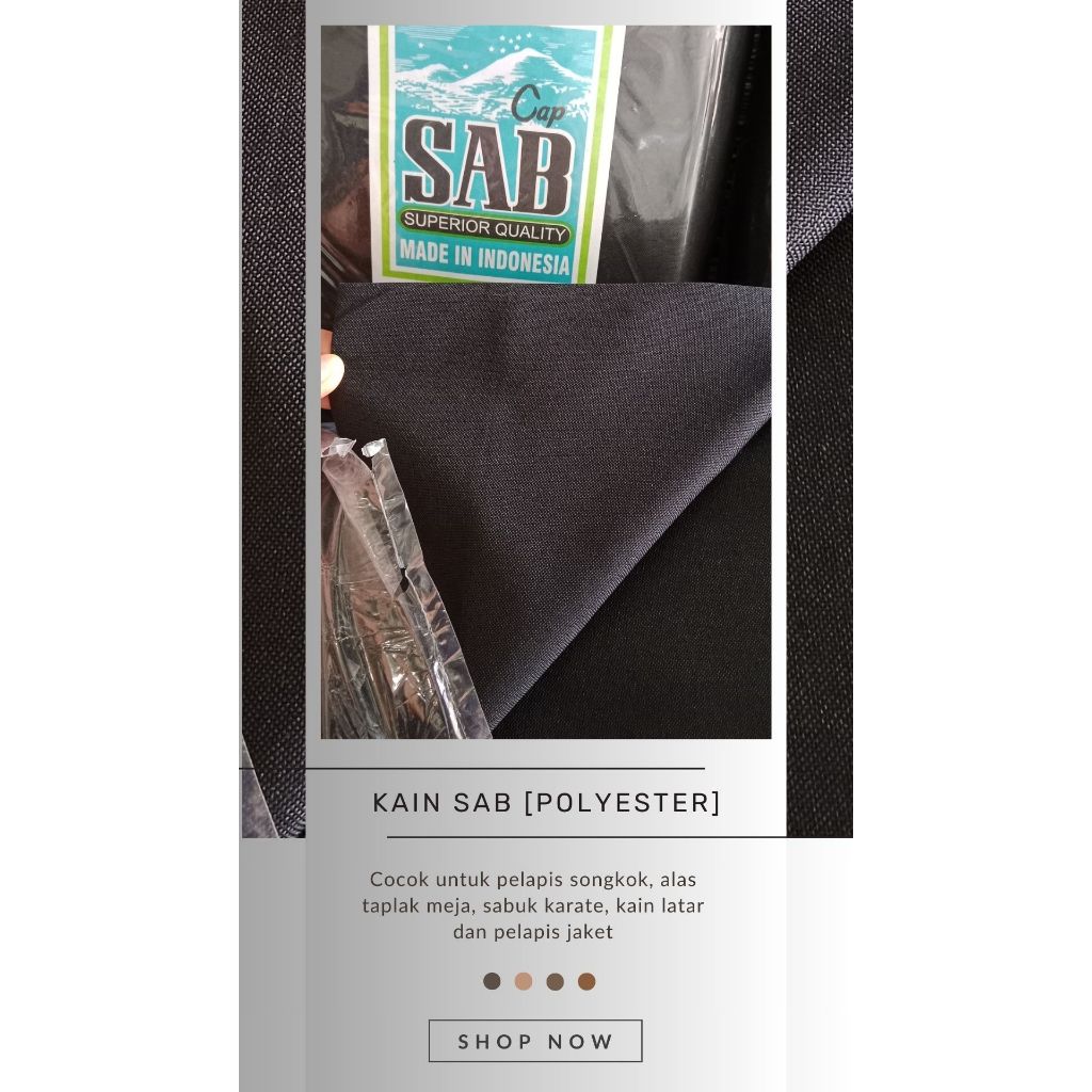 Jual Ecer Meteran Kain SAB bahan polyester untuk tutup songkok dan kain ...