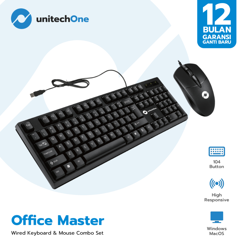 Jual Paket Keyboard Plus Mouse Kabel For PC/Laptop | Office Master KM ...