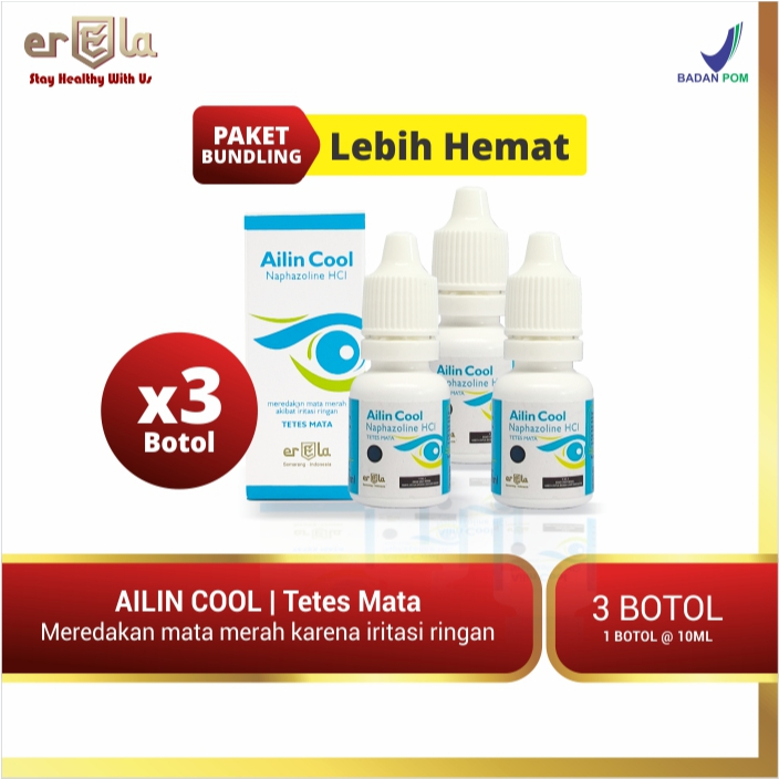 Jual AILIN COOL 3 Botol @10 ml / Obat Tetes Mata / Naphazoline HCl ...