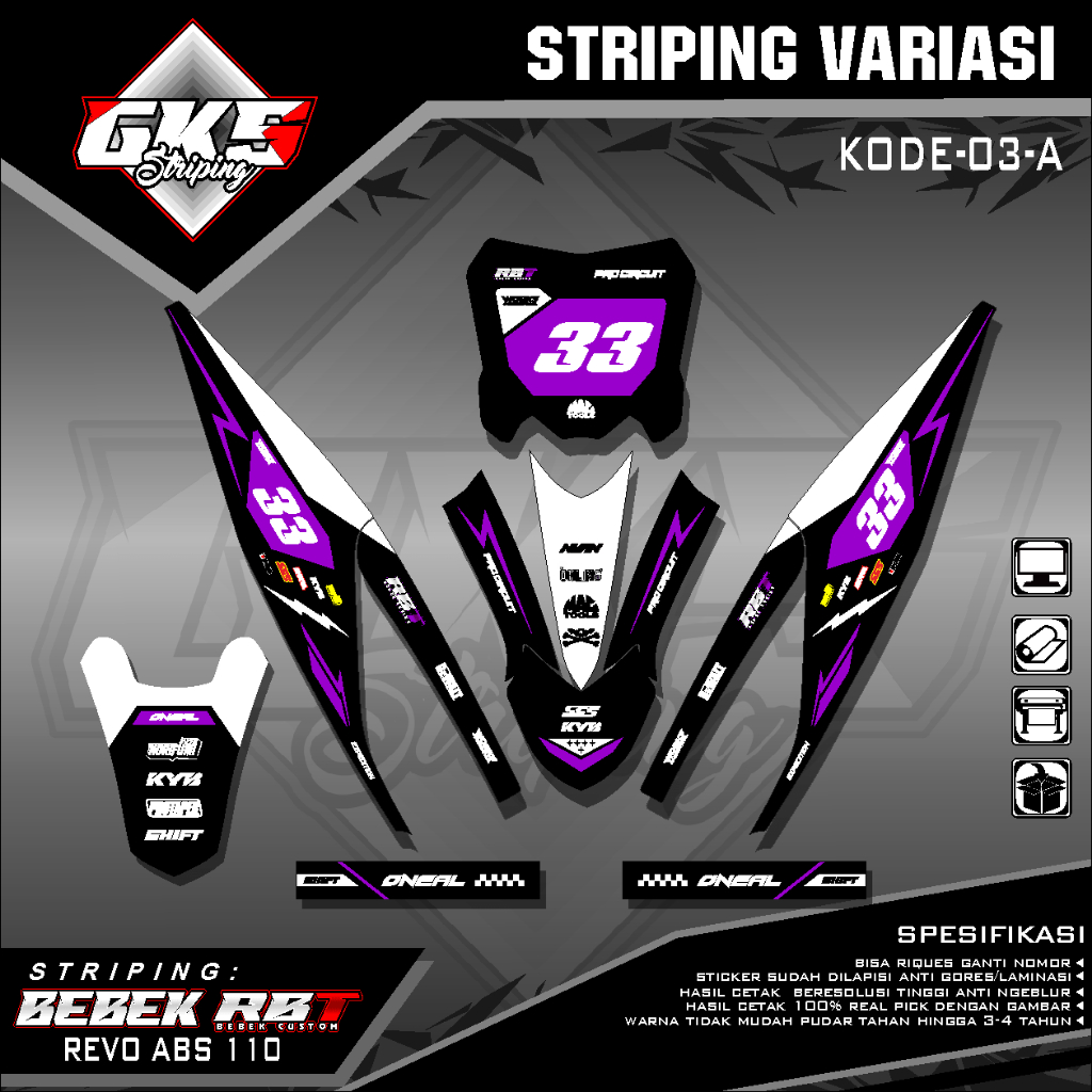 Jual STICKER STRIPING REVO ABS 110 MOTOR RBT BEBEK MODIF SUPERMOTO ...