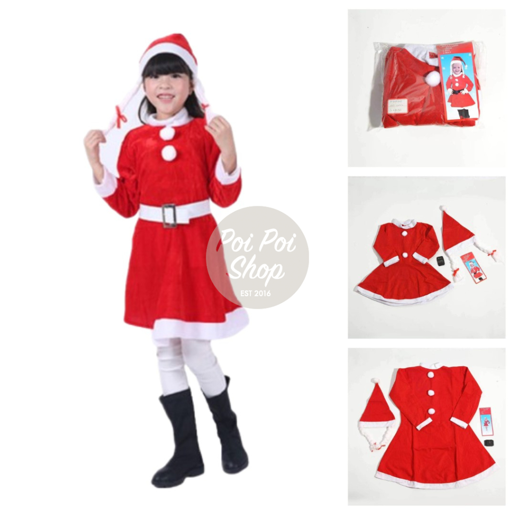 Jual Baju Natal Kostum Santa Anak Cewek Perempuan Christmas Cosplay ...
