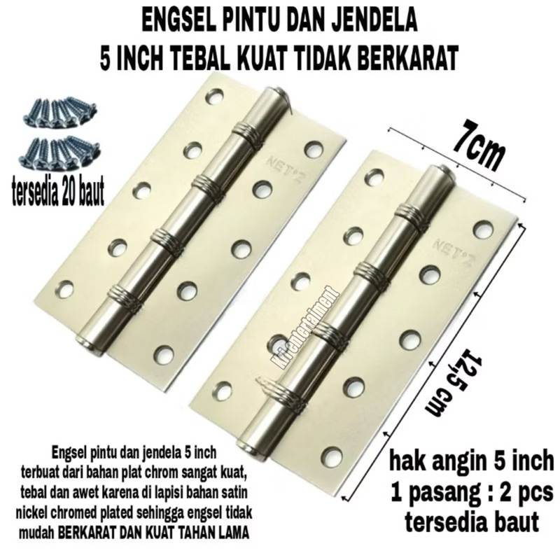 Jual Engsel 5 Inch / Engsel Lubang 5 / Engsel Daun Pintu Besar & Pintu ...