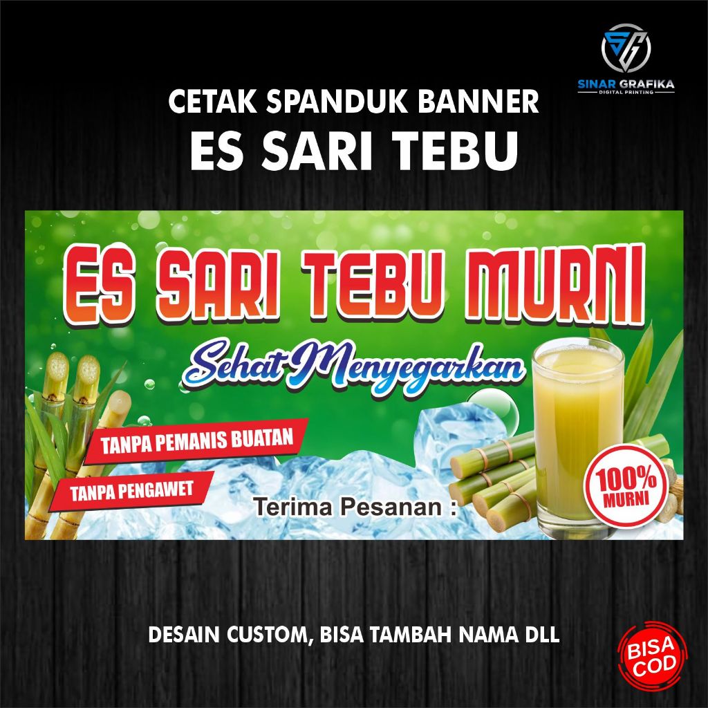Jual Spanduk Banner Es Tebu, Es Tebu Murni | SEHARI JADI | Shopee Indonesia