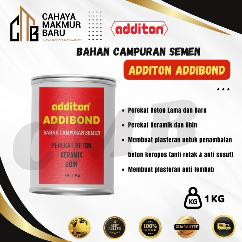 Jual Bahan Campuran Semen Additon Addibond Ukuran 1Kg Perekat Beton ...