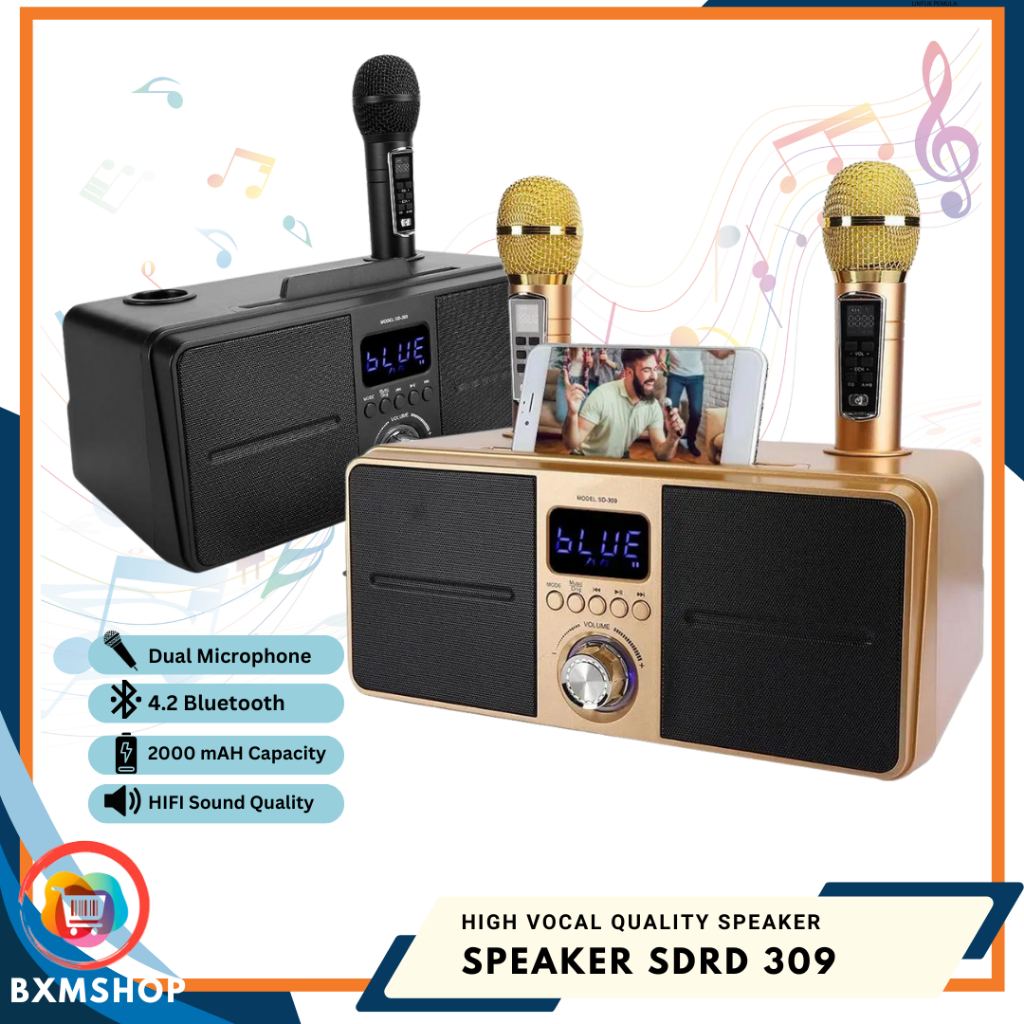 Jual Speaker Karaoke Portable SDRD SD309 2 Microphone Karaoke Wireless | Shopee Indonesia