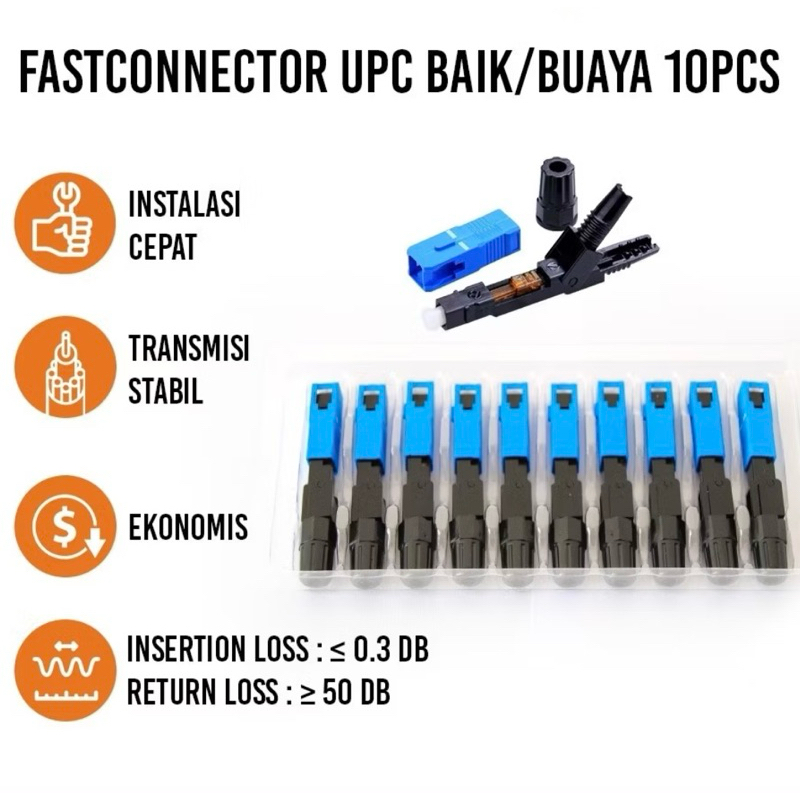 Jual 1Pack isi 10pcs Fast Connector SC UPC FTTH Penyambung Fiber Optik ...