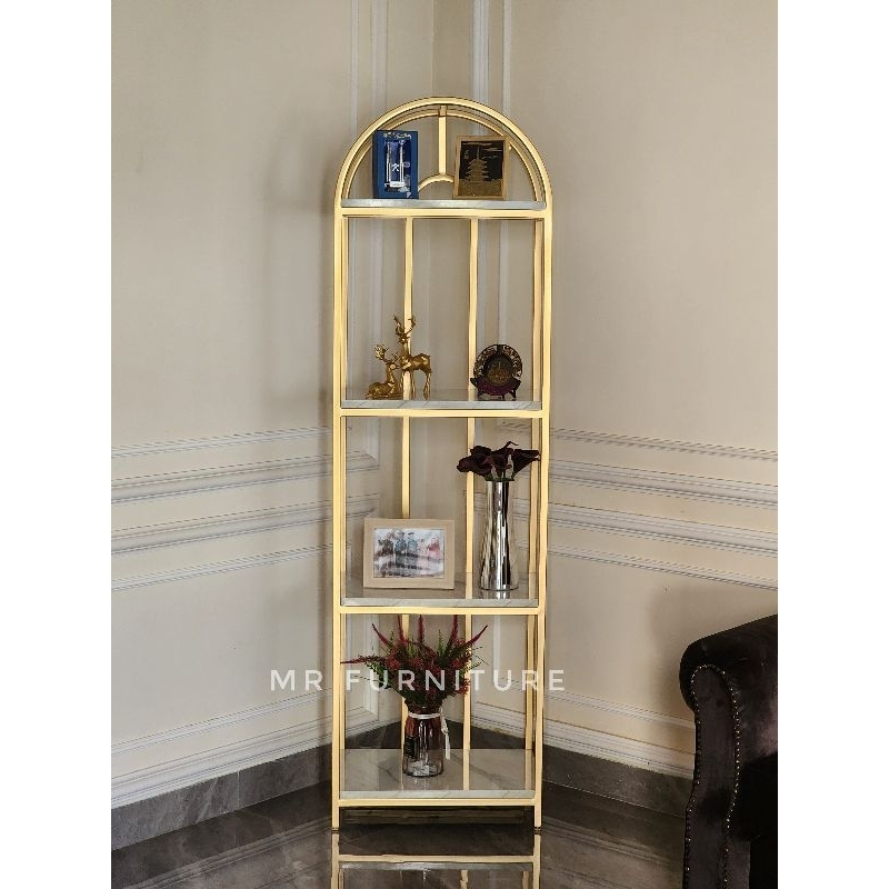 Jual Dome rack 4 layers gold ambalan hpl motif marmer ukuran ...