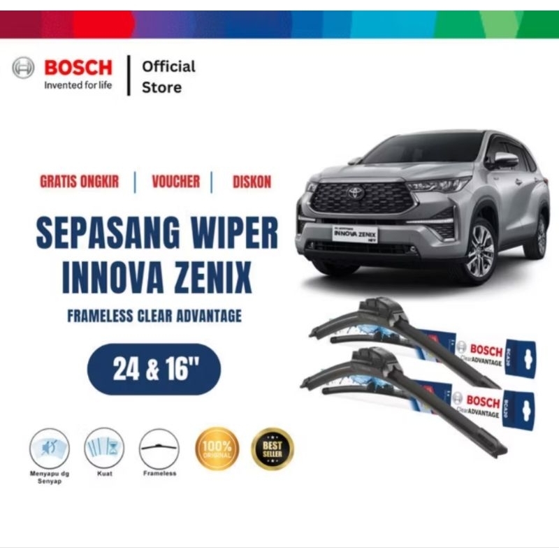 Jual WIPER KACA INNOVA ZENIX WIPER BOSCH AEROFIT FRAMELESS SAPU KACA MOBIL ANTI HUJAN AIR ...