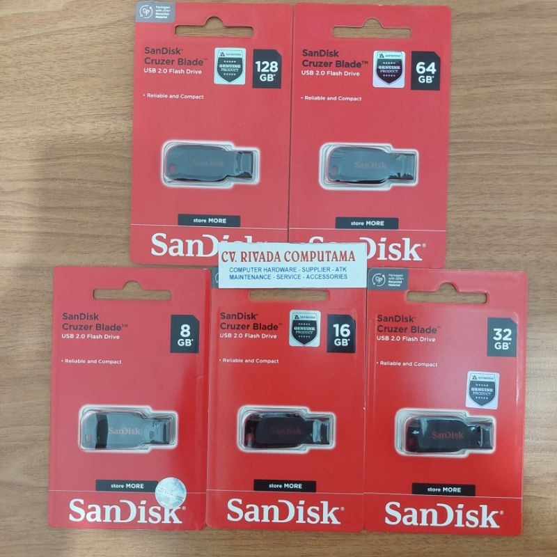 Jual USB Flashdisk Sandisk Cruzer Blade CZ50 Original Resmi | Shopee ...