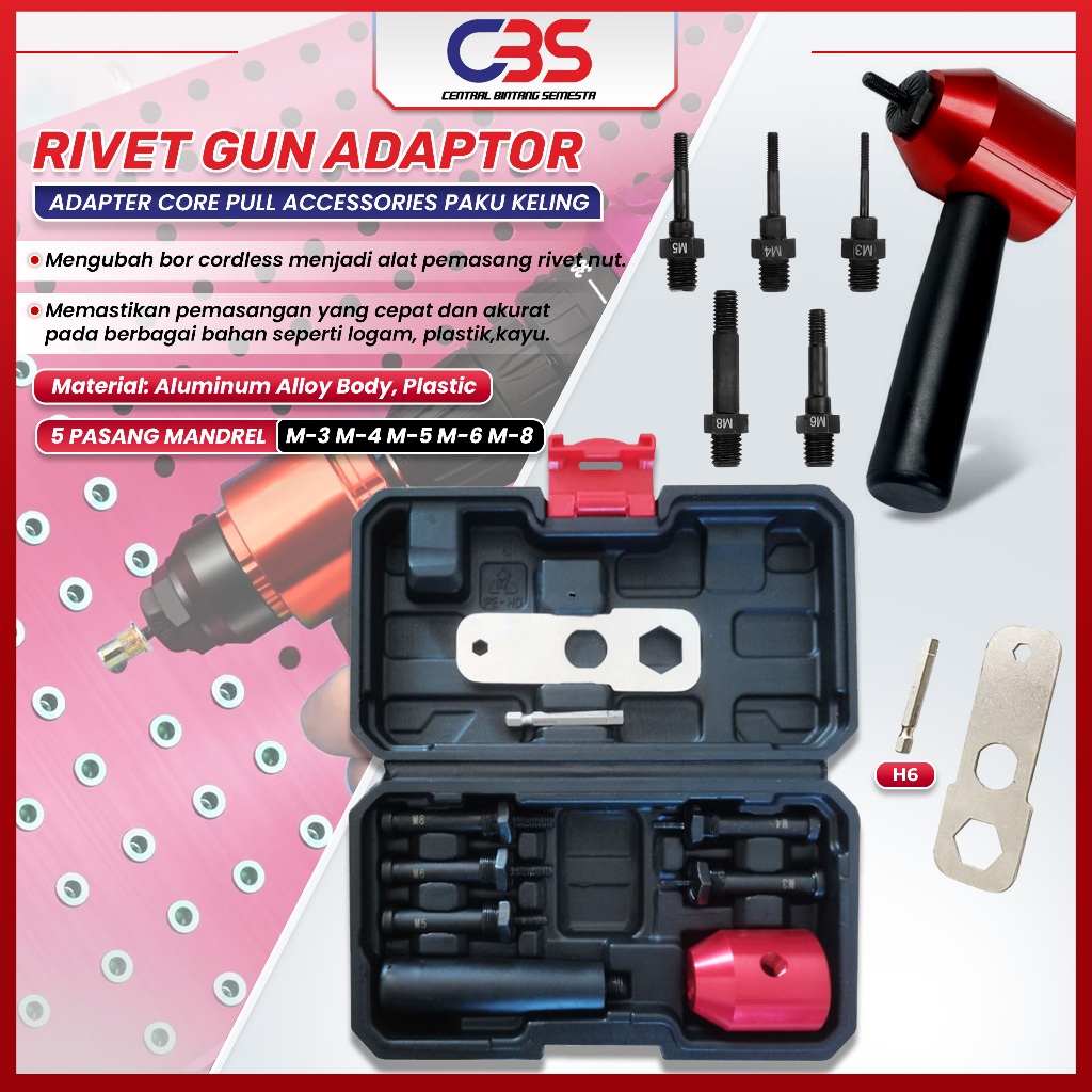 Jual Adaptor Rivet Gun Nibbler untuk Bor Listrik Konverter Tang Rivet ...