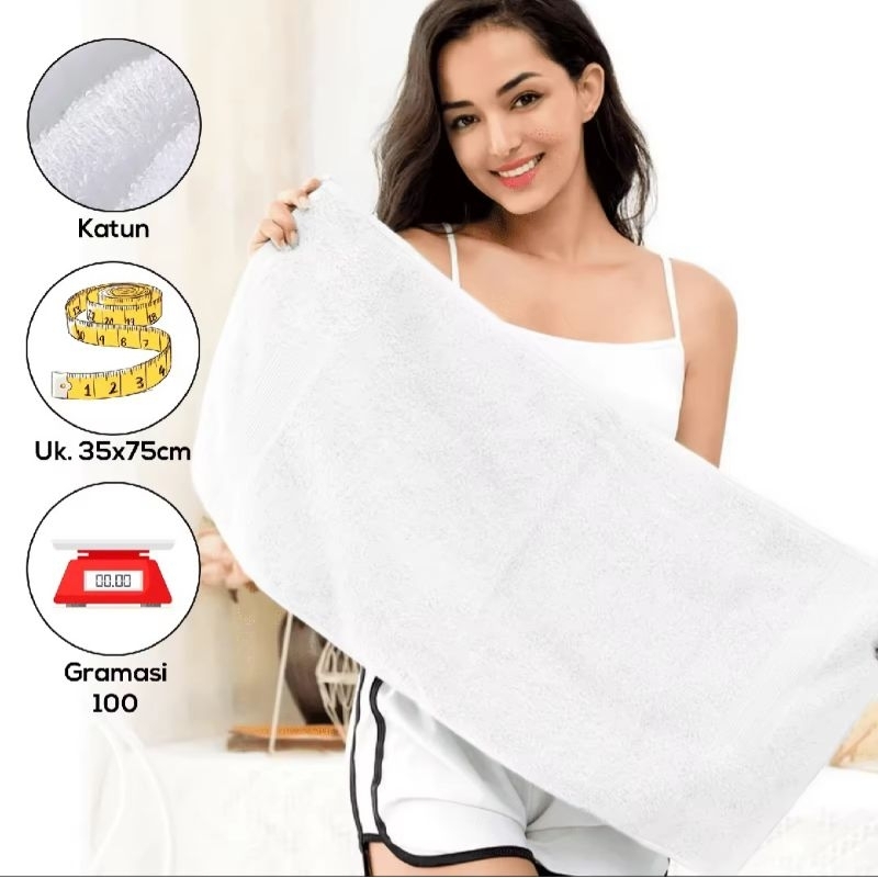 Jual Handuk Putih Muka Ukuran 35X75 Kecil Cotton Polos Handuk Kecil ...