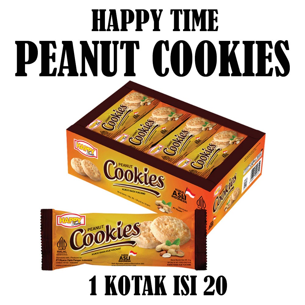 Jual HAPPY TIME COOKIES TIME / PEANUT COOKIES / SAGU KEJU KOTAK ISI 20 ...