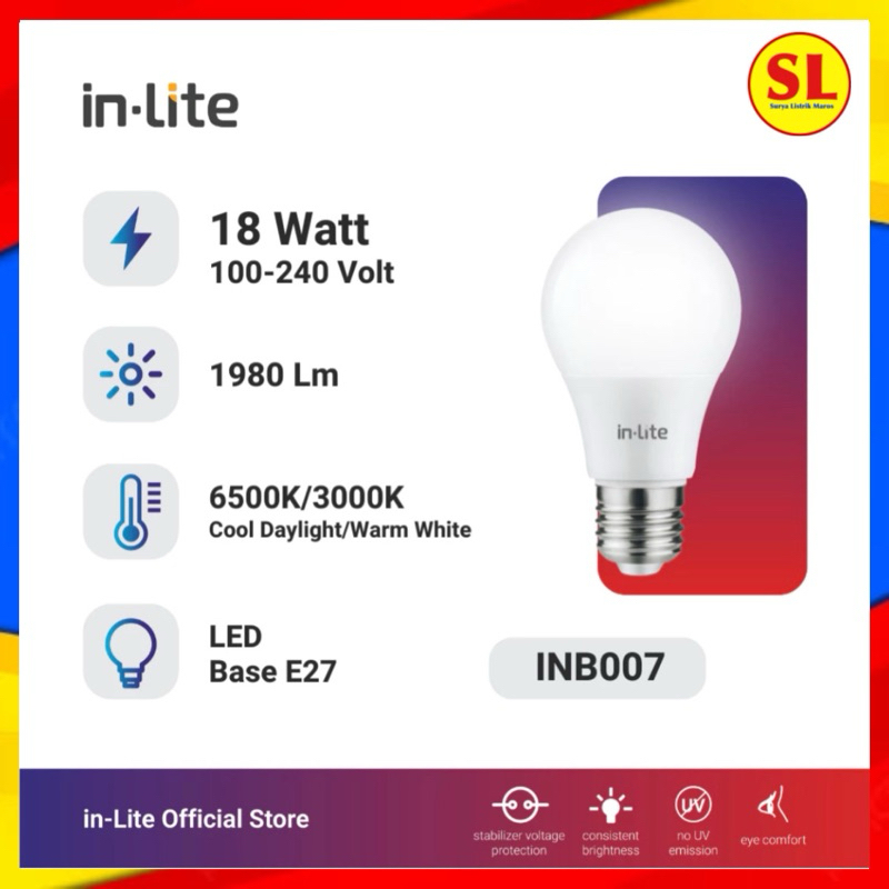 Jual INLITE LAMPU LED 18 WATT BULB INB007 PUTIH KUNING | Shopee Indonesia