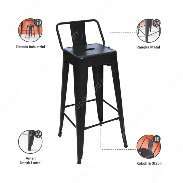 Jual Informa LONDON Z BAR STOOL - Kursi Kafe Bartending Metal Dengan ...