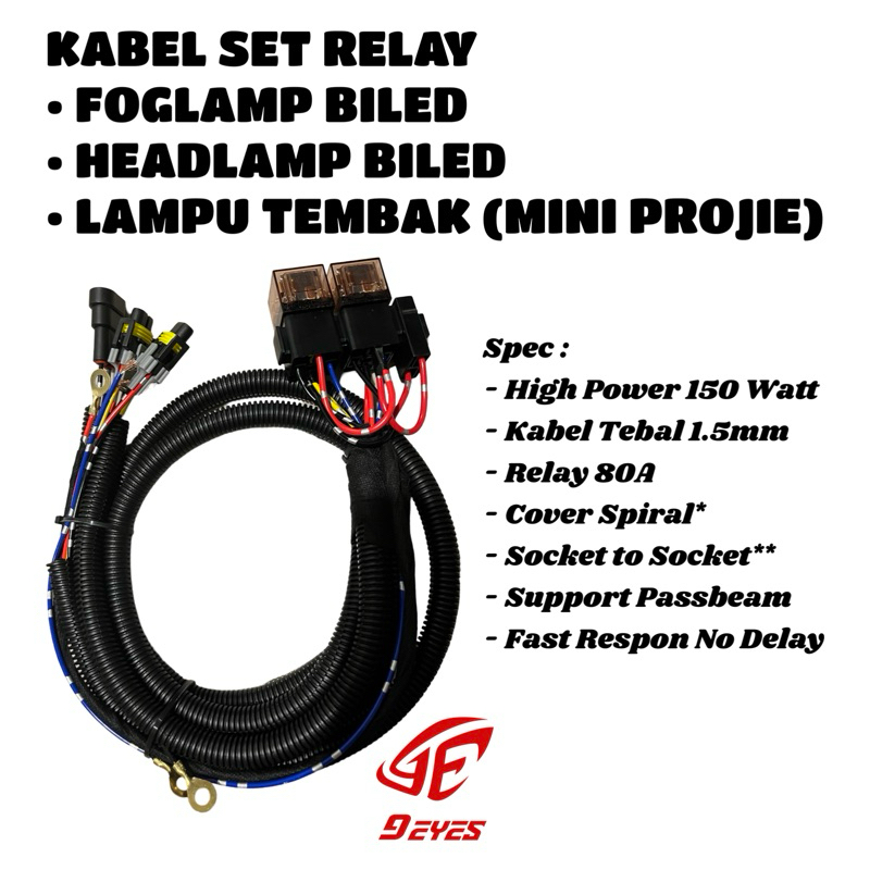 Jual RELAY SET KABEL BILED HEADLAMP / FOGLAMP / LAMPU TEMBAK MINI ...