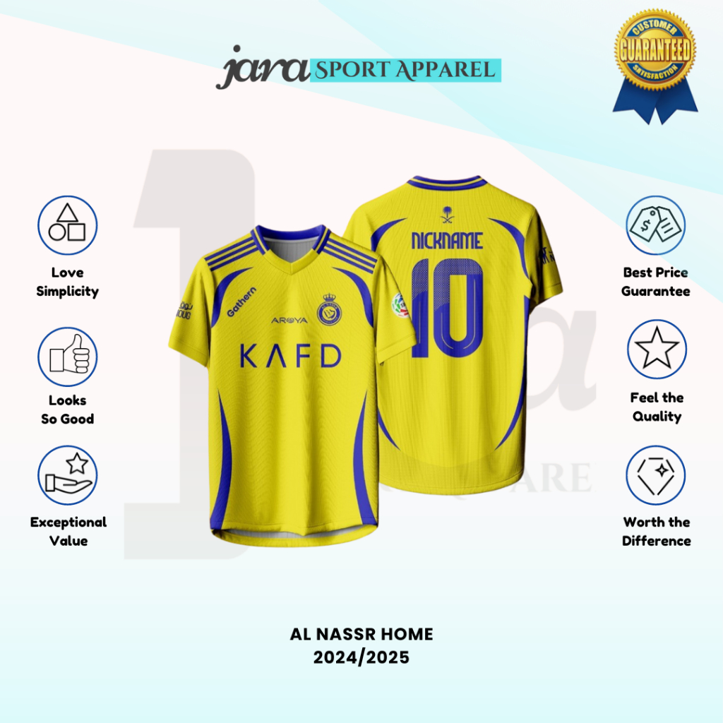Jual Jersey Kaos AL NASSR HOME 2024/2025 Free Custom Nama dan Nomor Full Printing | Shopee Indonesia