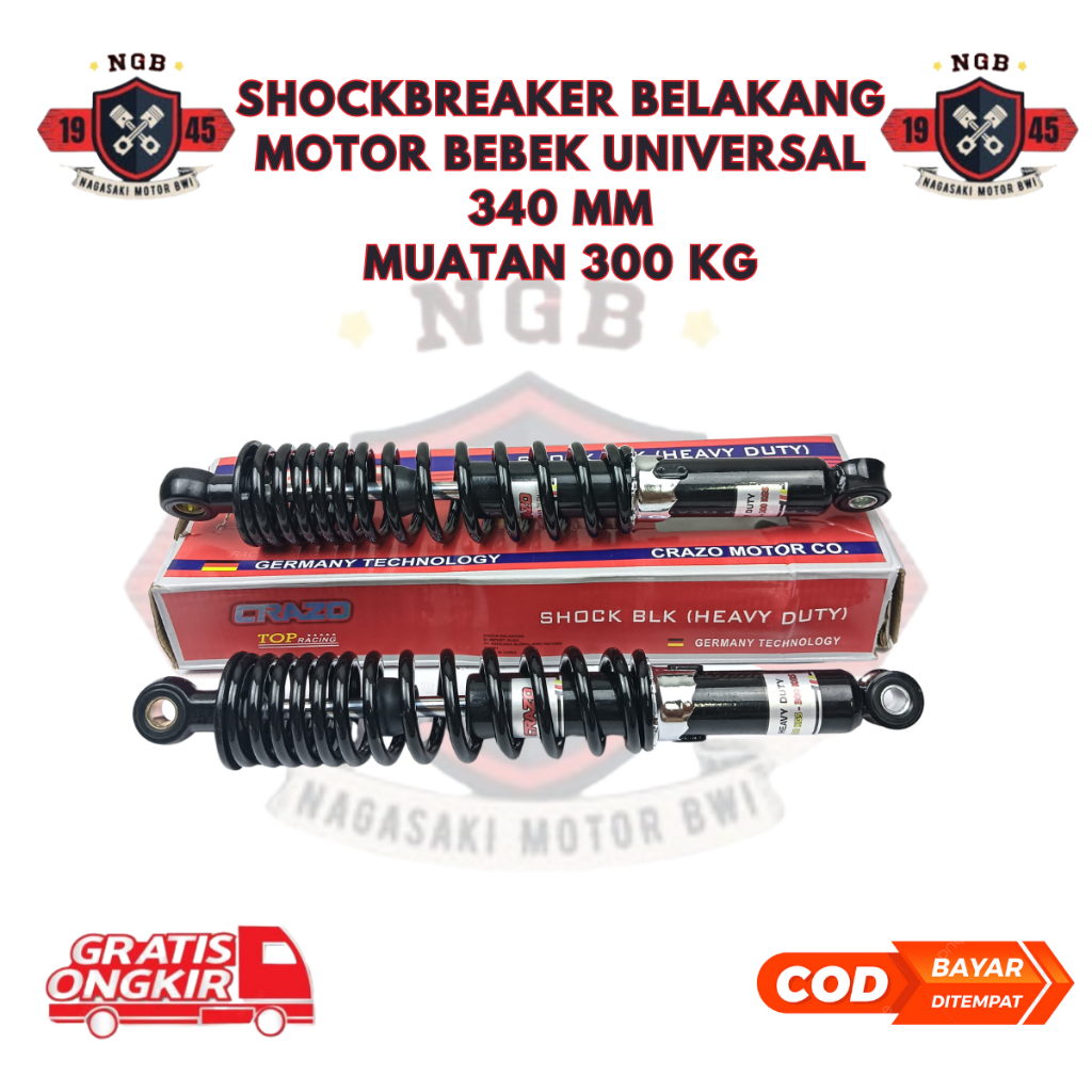 Jual Shock Belakang 340 MM Beban Berat Motor Supra Karisma Grand ...