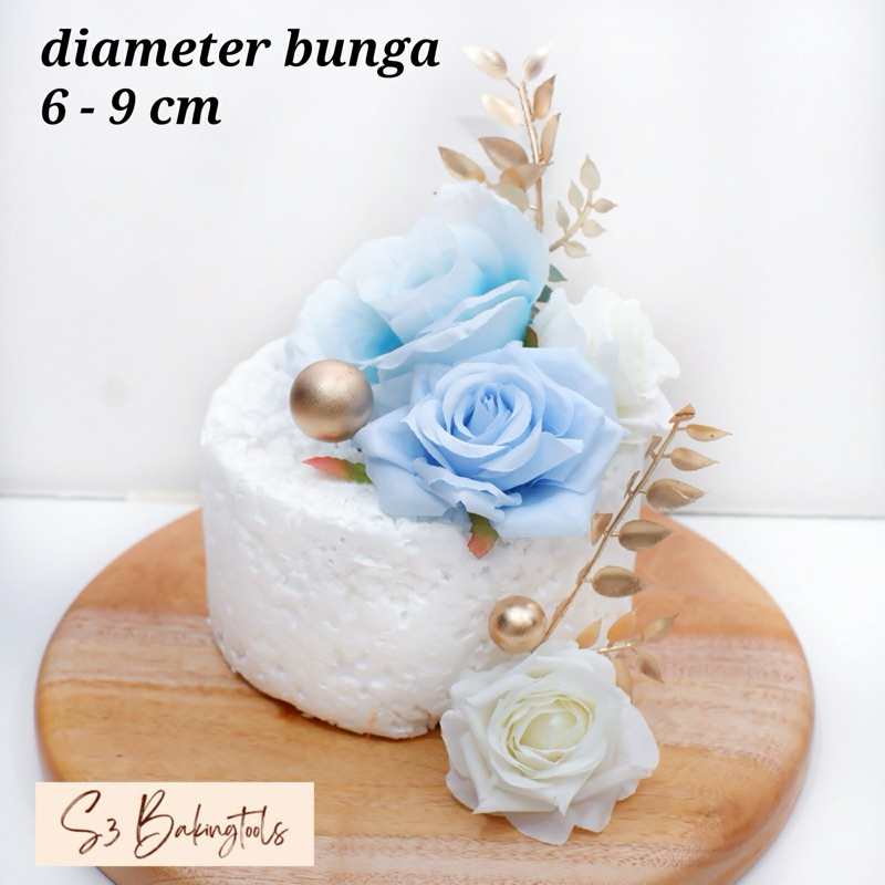 Jual cake topper artificial flower beauty blue hiasan kue | Shopee Indonesia