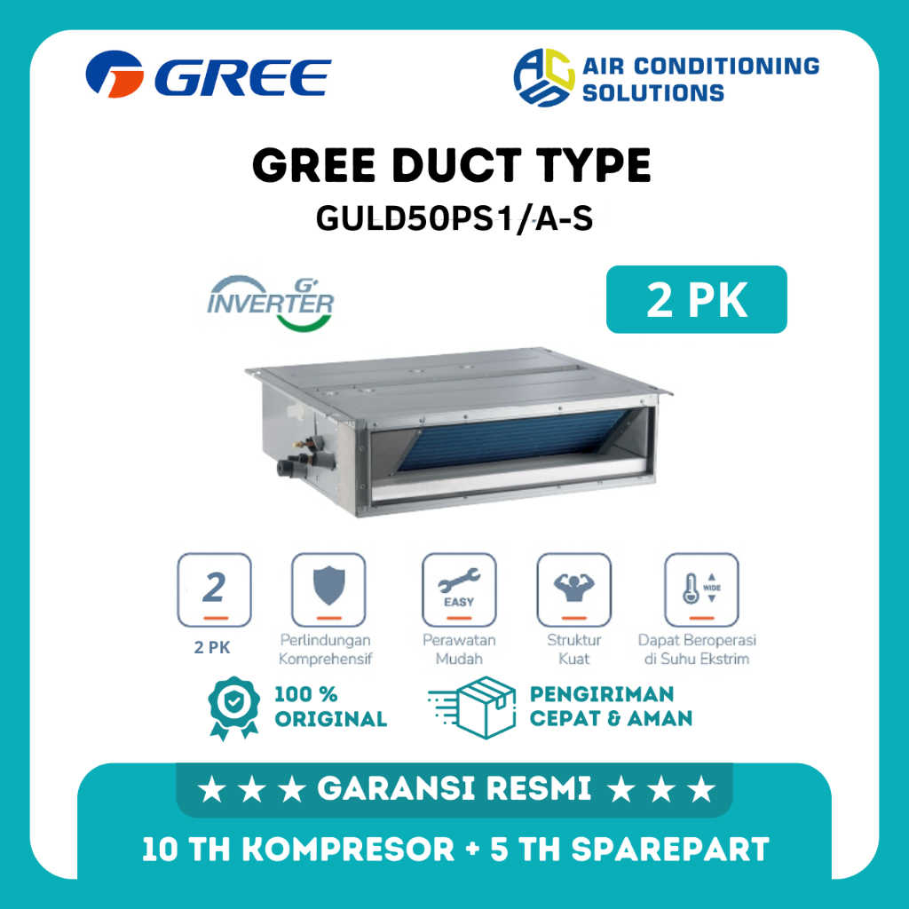Jual GREE Duct Type 2 PK GULD50PS1/A-S AC SPLIT DUCT INVERTER 1 Phase ...