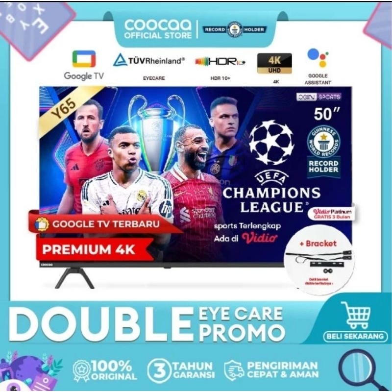 Jual Coocaa 50Y65 Smart LED Google TV 50 inch 4K UHD HDR 10+ Dolby ...