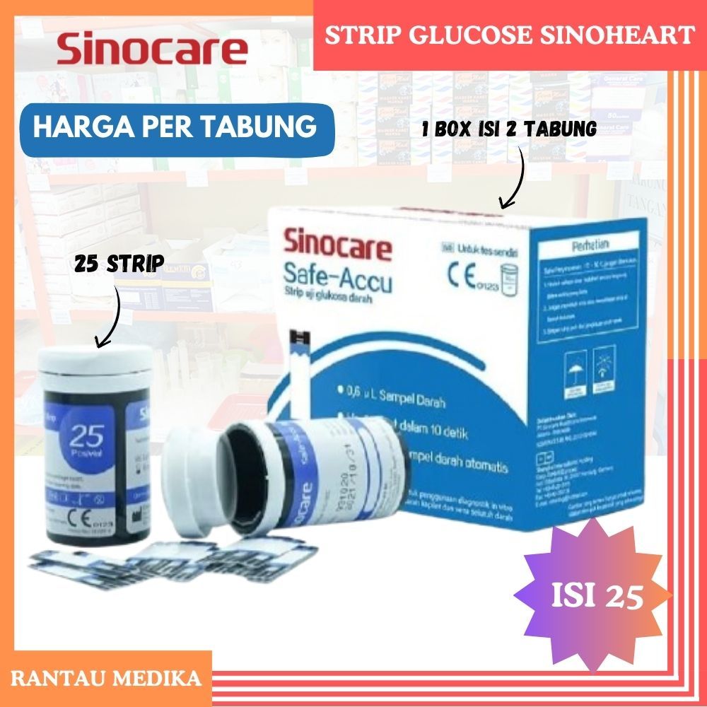 Jual Sinocare Strip Gula Darah Sinoheart Safe-Accu /Strip Glukosa Safe ...