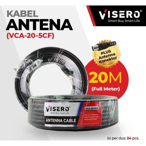 Jual KABEL ANTENA TV DIGITAL 20 METER VISERO / KABEL ANTENA 5C 20 METER + JACK KONEKTOR | Shopee ...