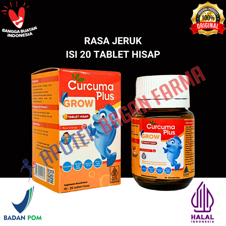 Jual CURCUMA PLUS GROW TABLET HISAP RASA JERUK ISI 20 TABLET ...