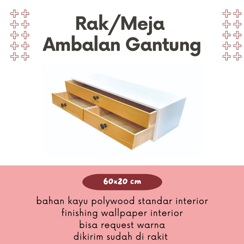 Jual Rak Meja Ambalan Gantung Dinding 3 Laci Ukuran 60x20cm | Shopee ...