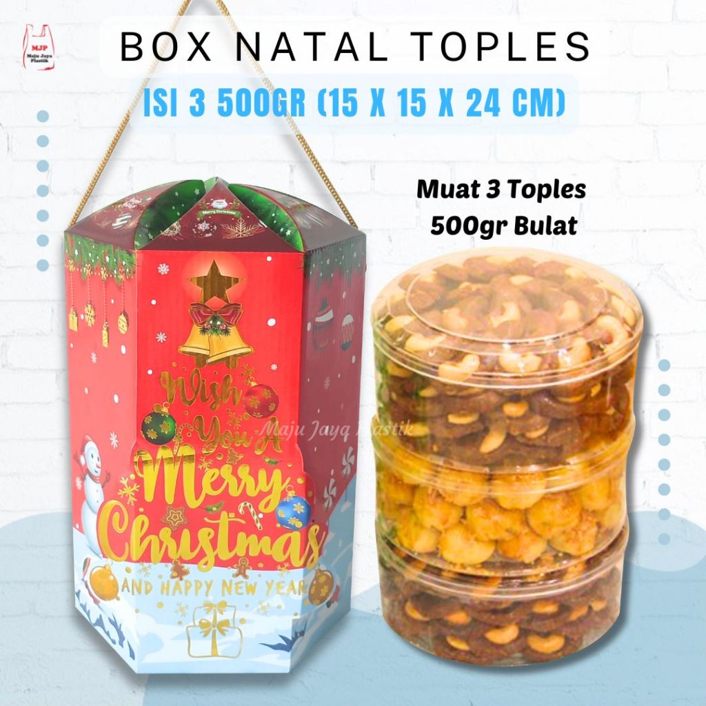 Jual Box Toples Cookies Christmas isi 2 & 3 toples 500g Gable Box Natal ...