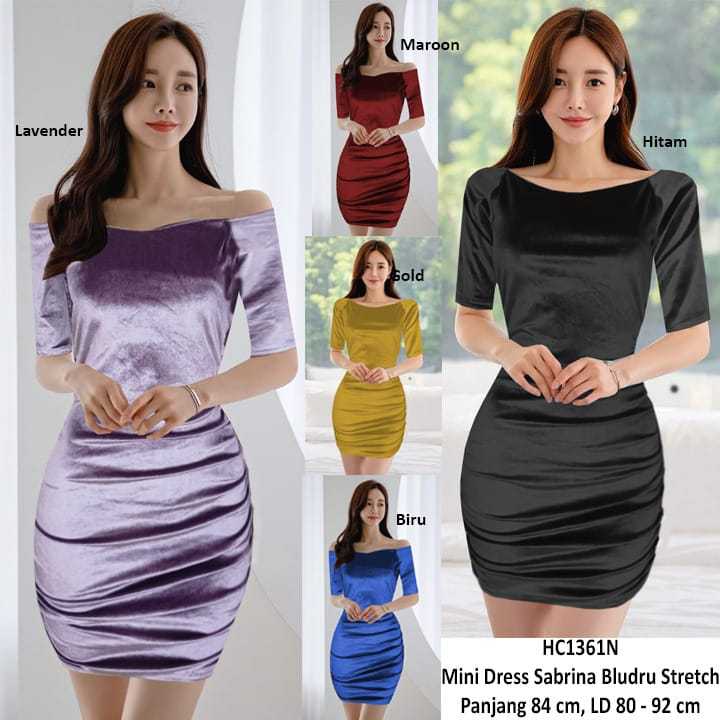 Jual Happycorn HC1361 Mini Dress Sabrina Bludru Stretch Bodycon Seksi ...