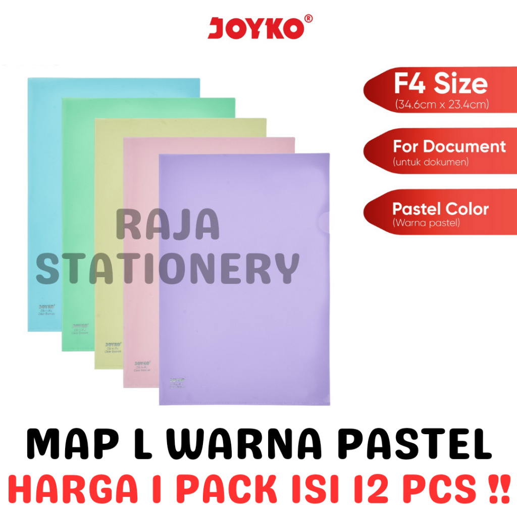 Jual JOYKO CLEAR SLEEVE F4 PASTEL COLOUR DOCUMENT FOLDER MAP L F4 ...