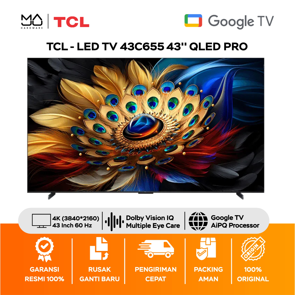 Jual TV TCL 43C655 C655 QLED Google TV 43" Dolby Vision Atmos - Garansi ...