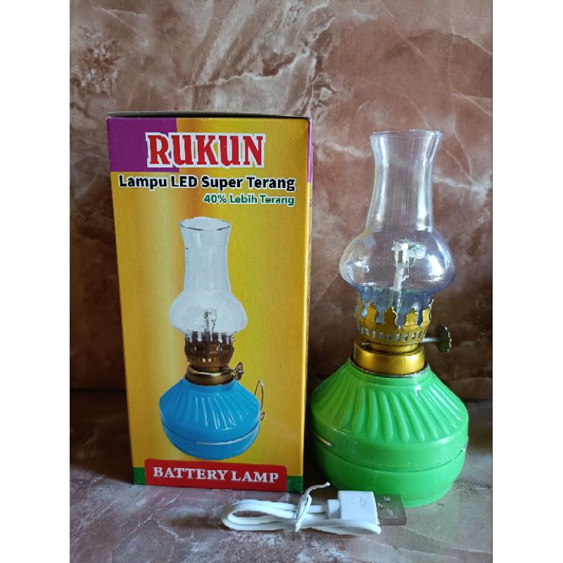 Jual lampu teplok 2 led baterai charge 2000 mah retro jadul plastik ...