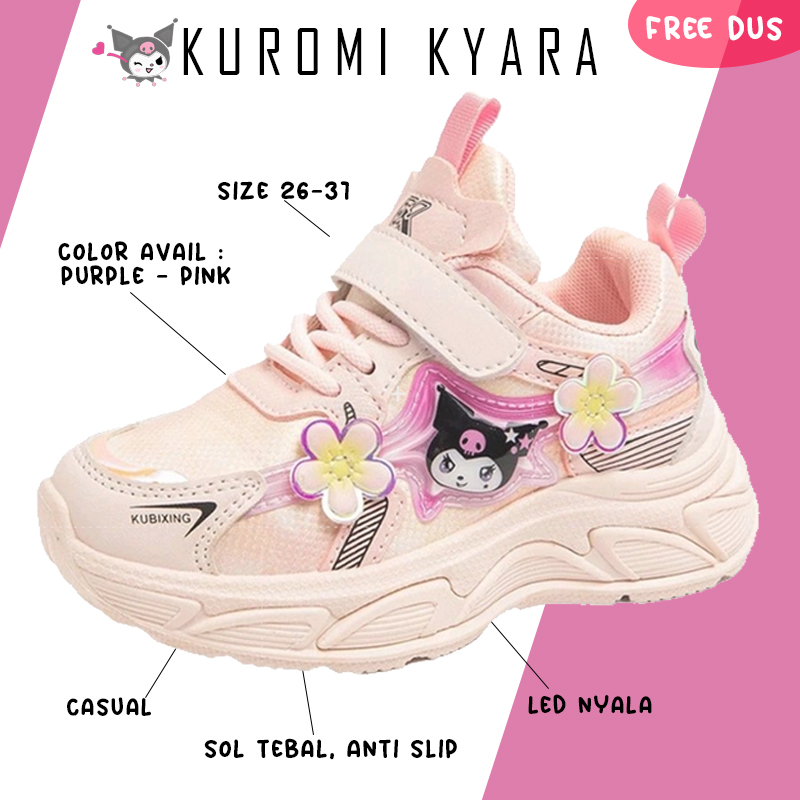Jual Juragan Junior [COD] Sepatu Kuromi KYARA Sepatu LED Anak Perempuan ...