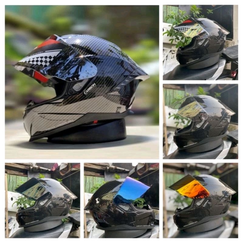 Jual helm JS FULL FACE CARBON original ganteng maksimal | Shopee Indonesia