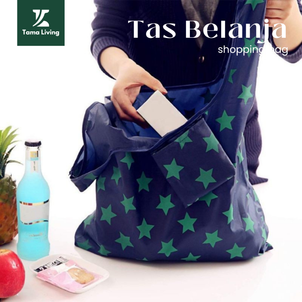 Jual TAMA LIVING Shopping Bag Lipat Tas Belanja Lipat Tas Serbaguna Tas Pasar Tas Shopping Tas ...