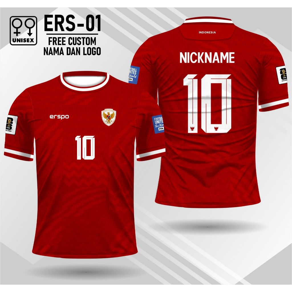 Jual jersey timnas indonesia fullpatch printing bahan kain embos topo ...