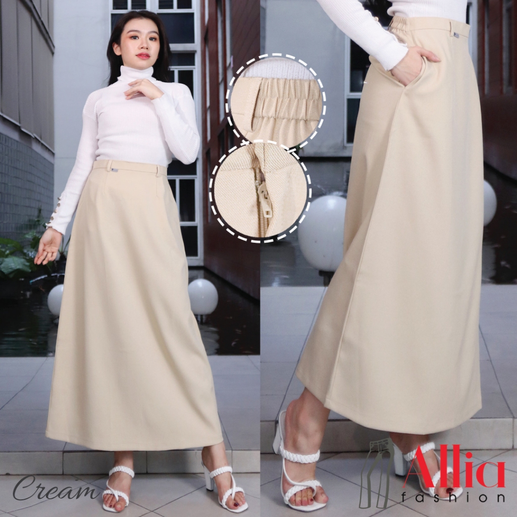 Jual ALLIA R18 - CREAM - M - 7L - Rok A Wanita - Rok Panjang Wanita ...
